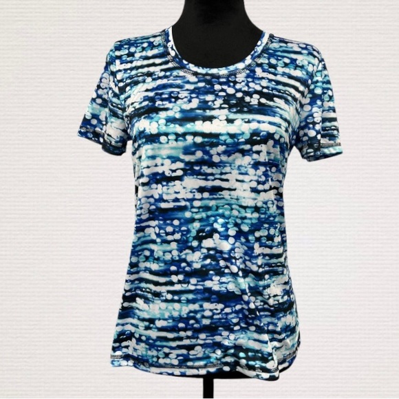 exertek | Tops | Exertek Ps Blue And White Dry Fit Ss Top | Poshmark